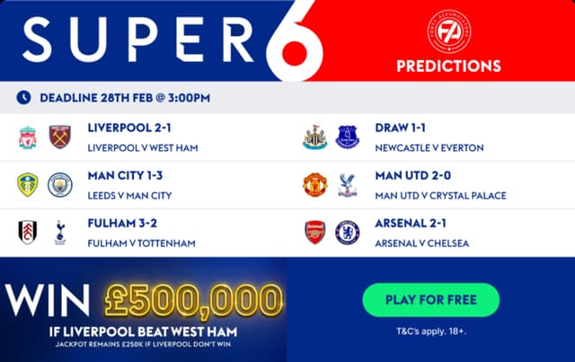 Round 38 Super 6 Predictions & Tips for Saturday 28th February 2026 ...